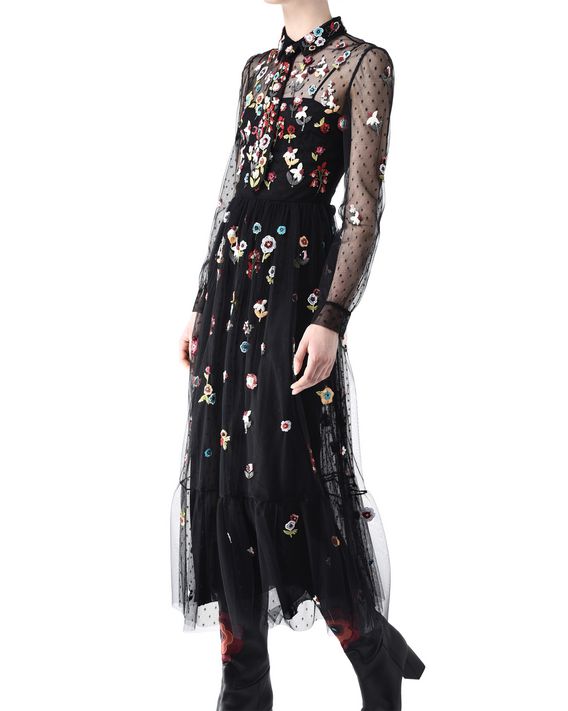 Redvalentino Fancy Flower Embroidered Tulle Dress Dress For Women